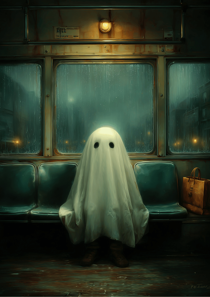 Ghost on the Bus Poster – Ghostcore Aesthetic Print – Brighton Posters
