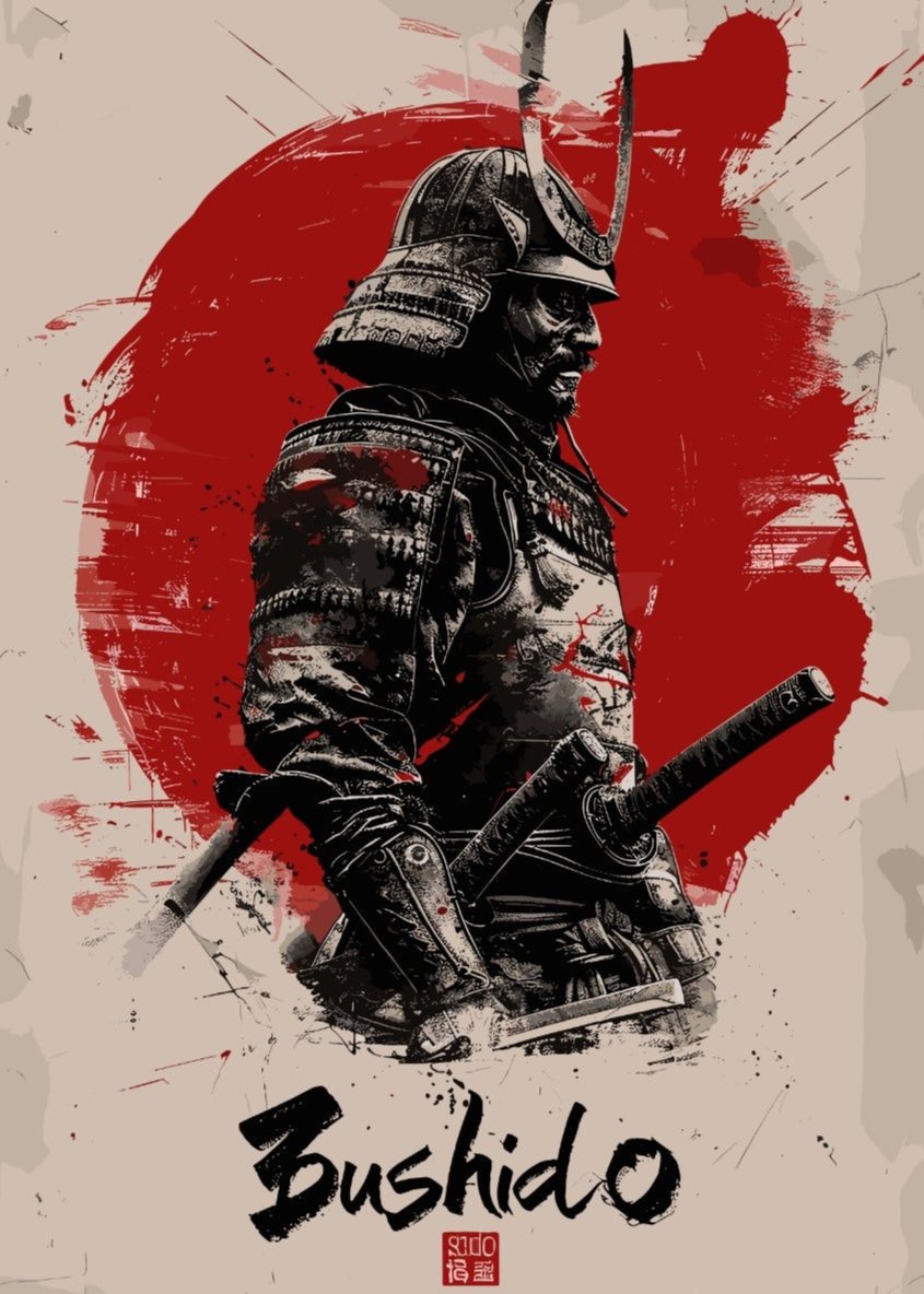 Bushido Code - Affiche du guerrier samouraï – Brighton Posters