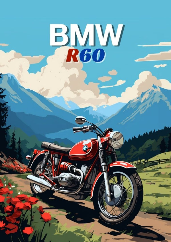 BMW R60 Poster – Vintage Boxer Motorcycle Wall Art – Brighton Posters