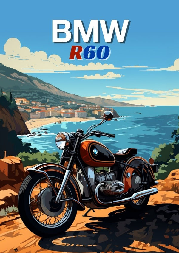 BMW R60 Print – Classic Boxer Motorcycle Wall Art – Brighton Posters