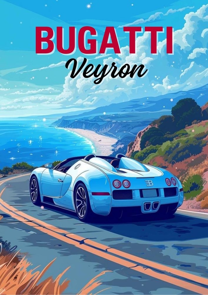 2000s Bugatti Veyron Poster – Modern Supercar Wall Art Print – Brighton ...
