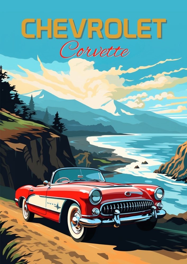 Chevrolet Corvette C1 Poster – Classic American Muscle Car Wall Art ...
