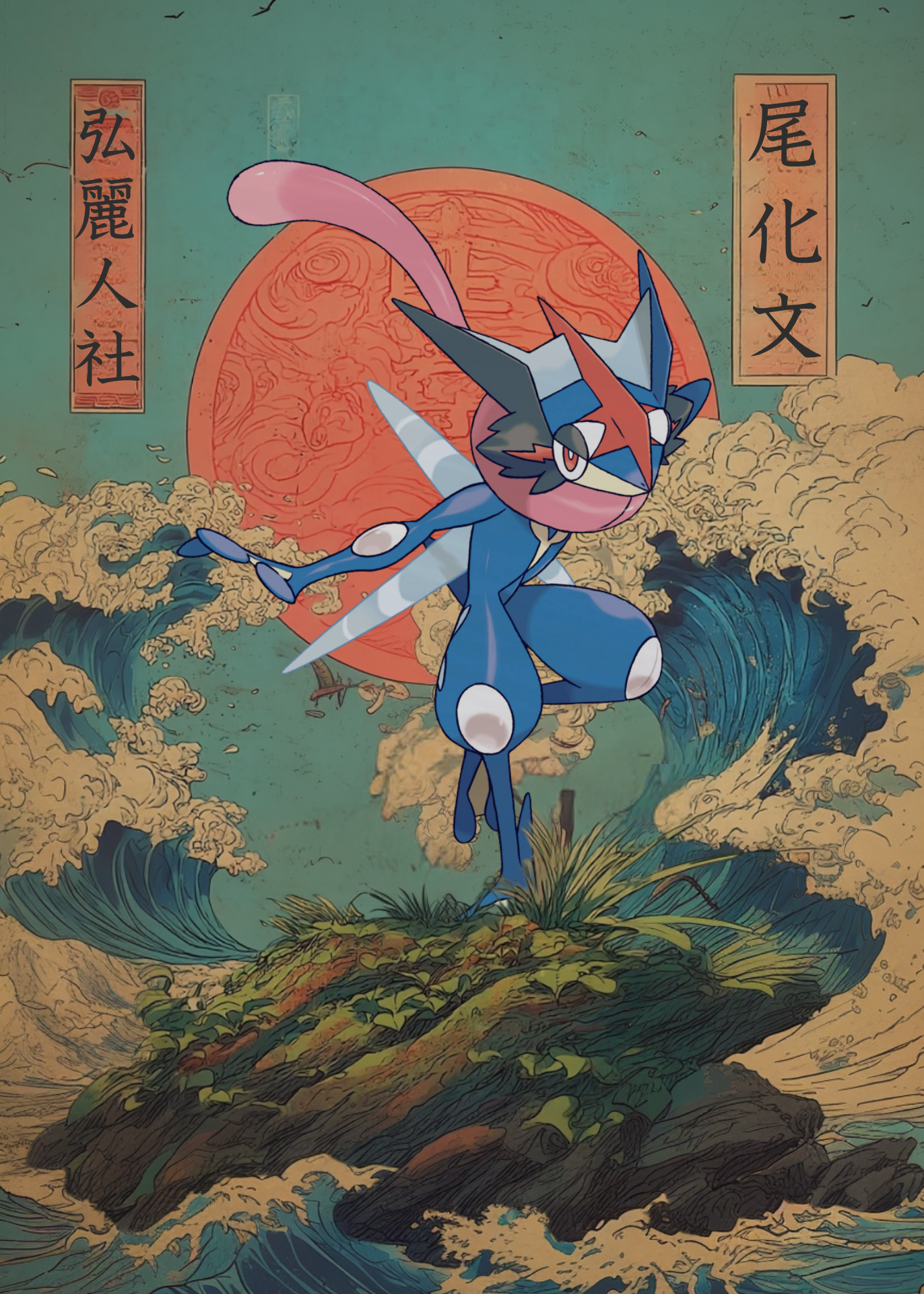 Greninja Pokemon Print – Japanese Style Pokemon Wall Art – Brighton Posters