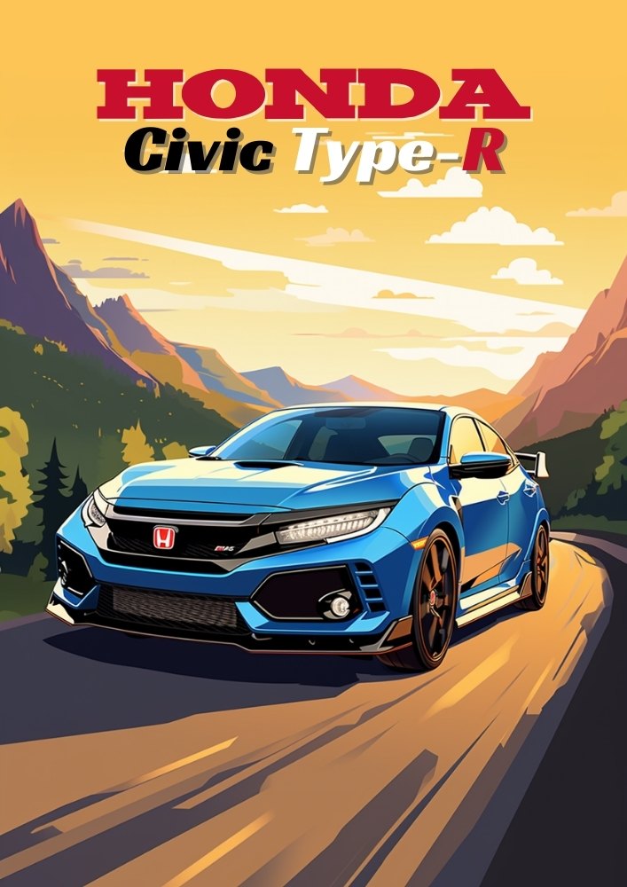 Honda Civic Type-R Car Poster – Iconic JDM Sports Car Wall Art ...