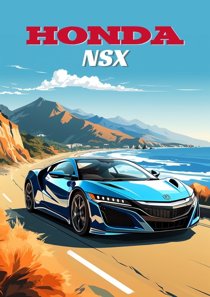 Honda NSX Car Poster – Japanese Exotic Supercar Wall Art – Brighton Posters