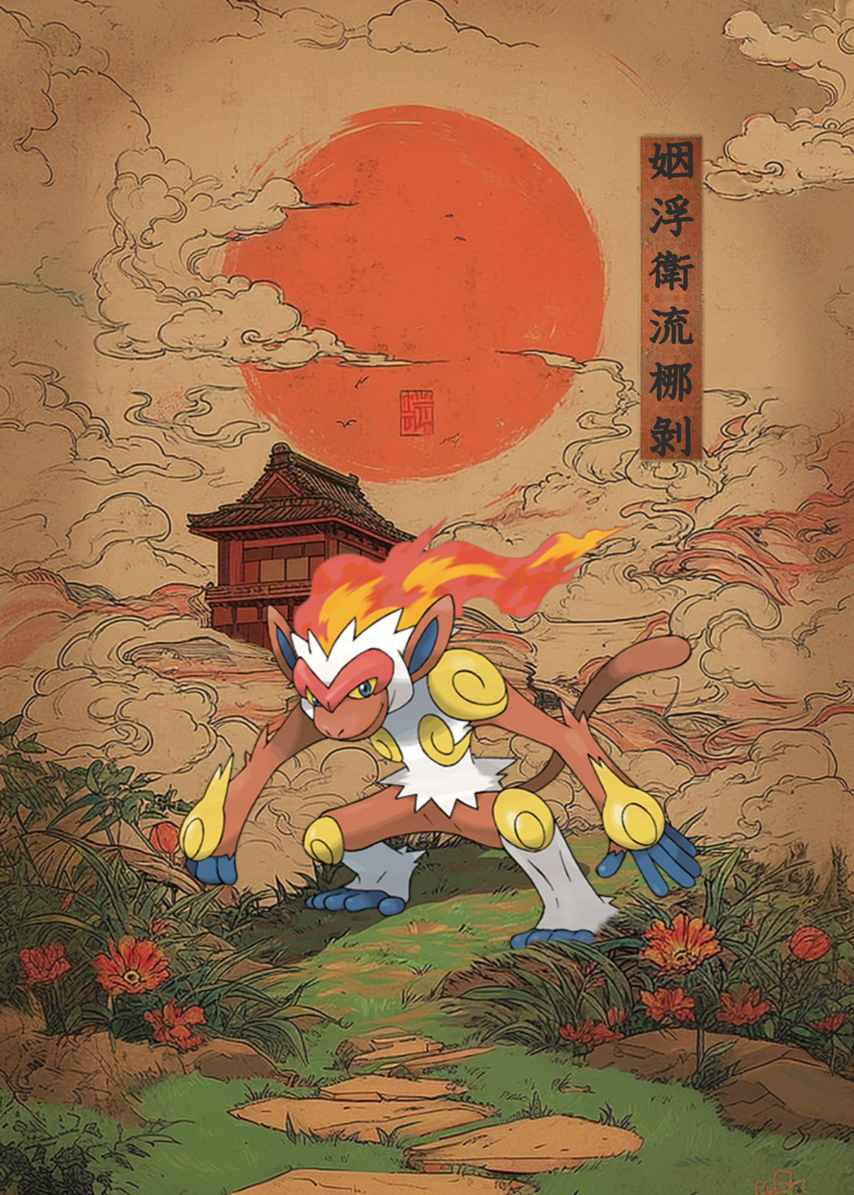 Infernape Pokemon Poster – Japanese Style Pokemon Wall Art – Brighton ...