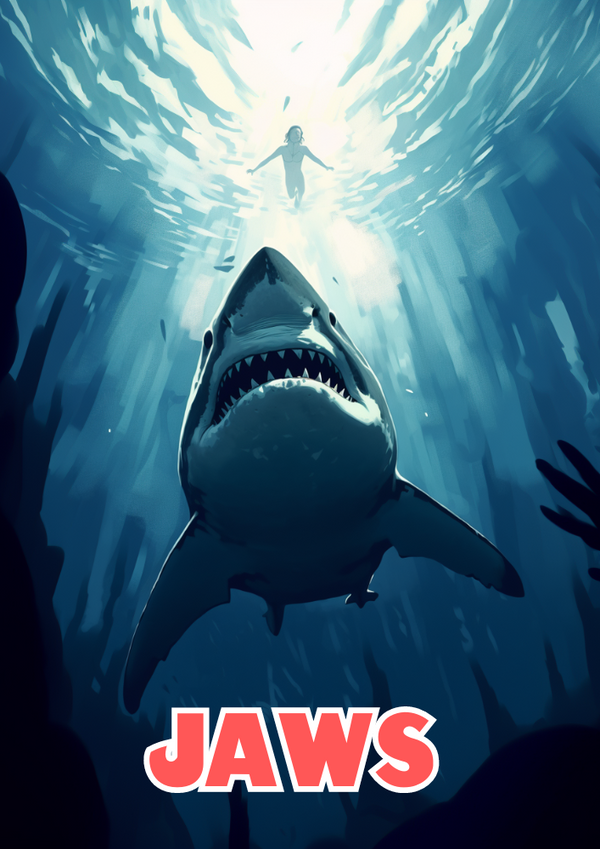 Jaws Poster – Minimalist Horror Movie Wall Art Print – Brighton Posters