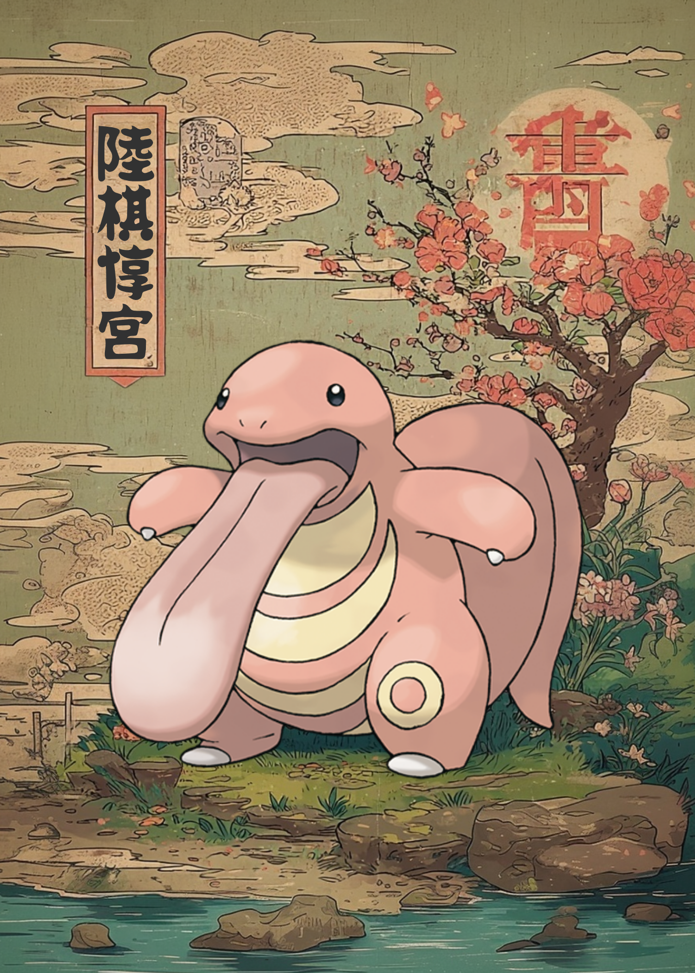 Lickitung Pokemon Print – Japanese Style Pokemon Wall Art – Brighton ...