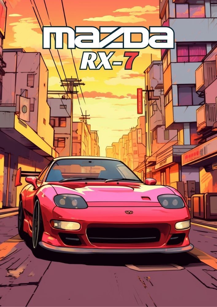 Mazda RX-7 Poster – Iconic Japanese Sports Car Wall Art – Brighton Posters