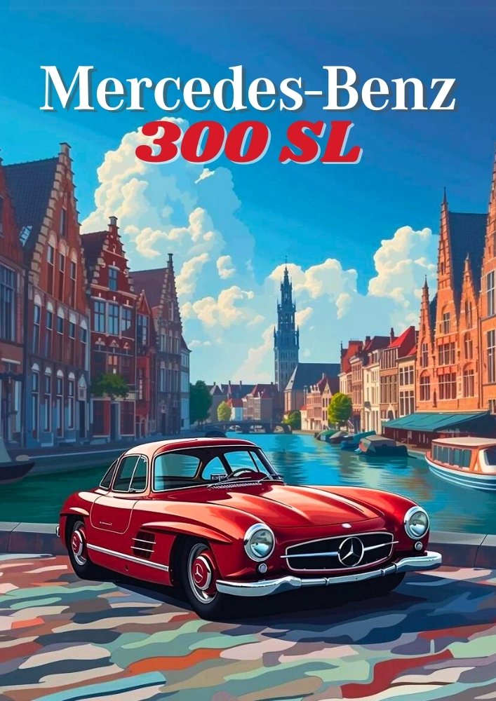 Mercedes-Benz 300SL Print – 1950s Classic German Sports Car Wall Art ...