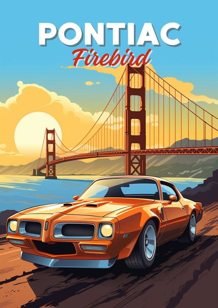 Pontiac Firebird Poster – Classic American Muscle Car Wall Art Print ...