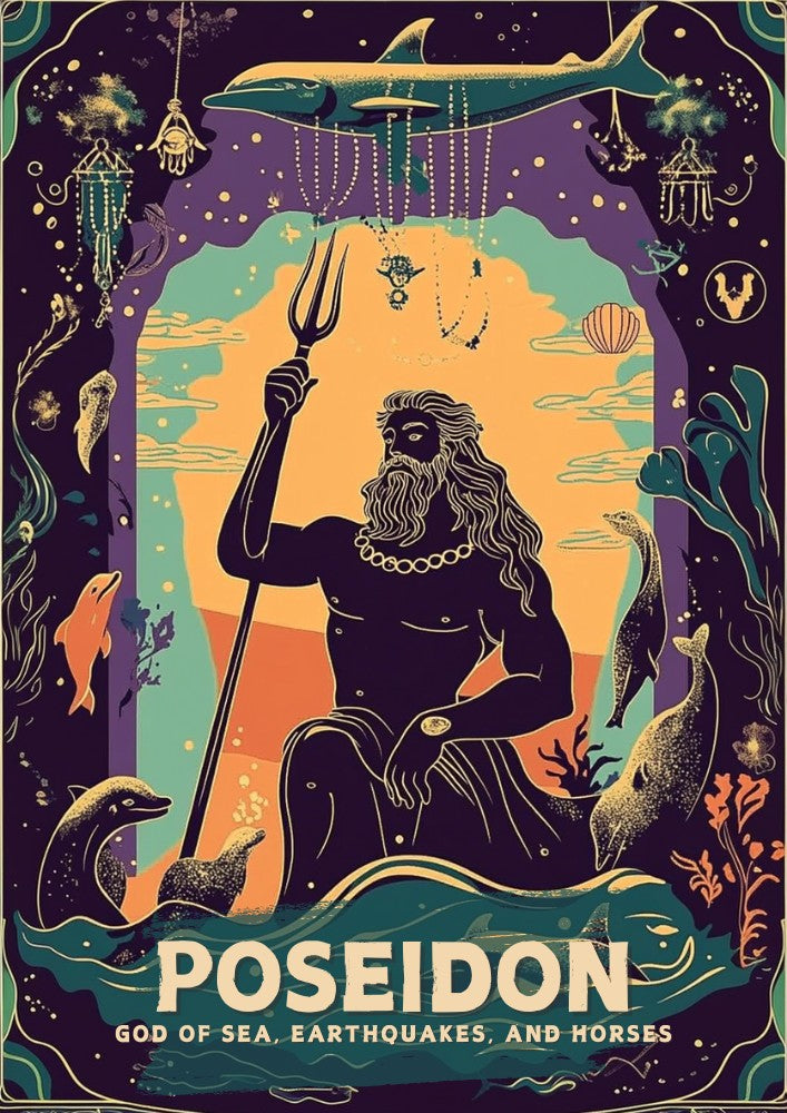 Poseidon Greek God Poster - Greek Mythology – Brighton Posters