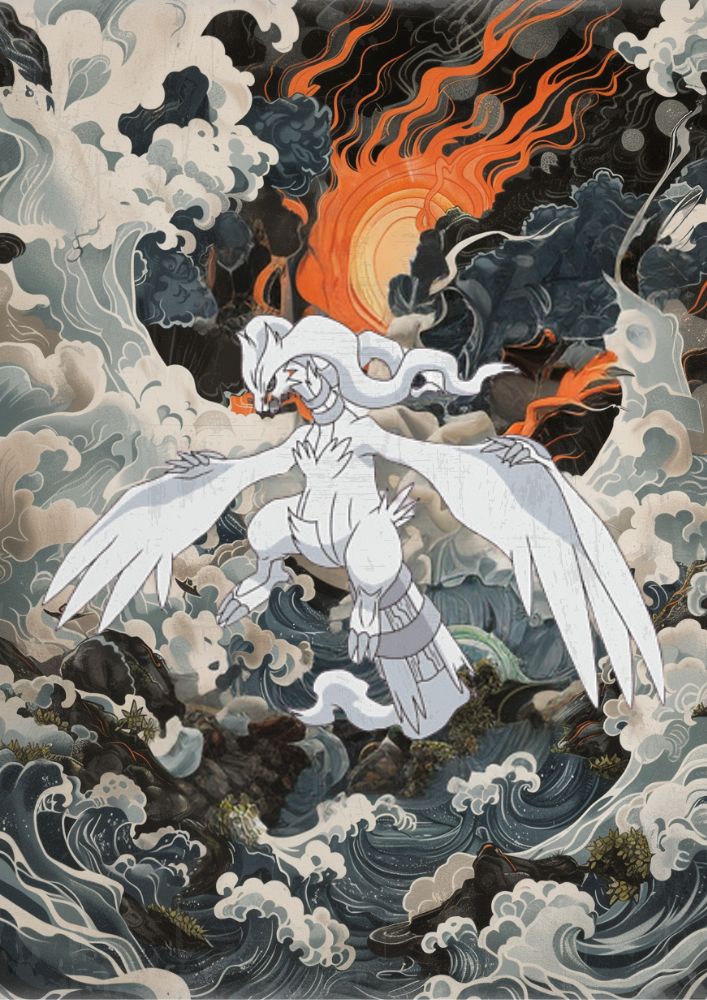 Reshiram Pokemon Poster - Japanese Style Pokemon Inspired Artwork ...