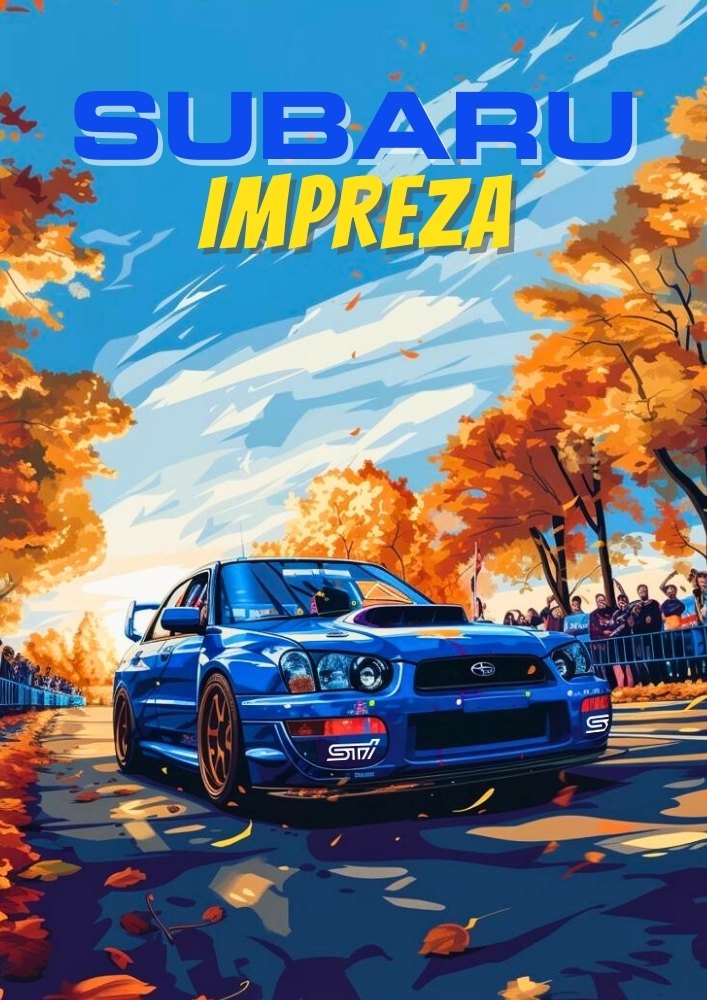 Subaru Impreza WRX STI Poster – AWD Rally Car Art Print – Brighton Posters