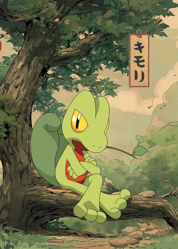 Treecko Pokemon Print – Japanese Style Pokemon Wall Art – Brighton Posters