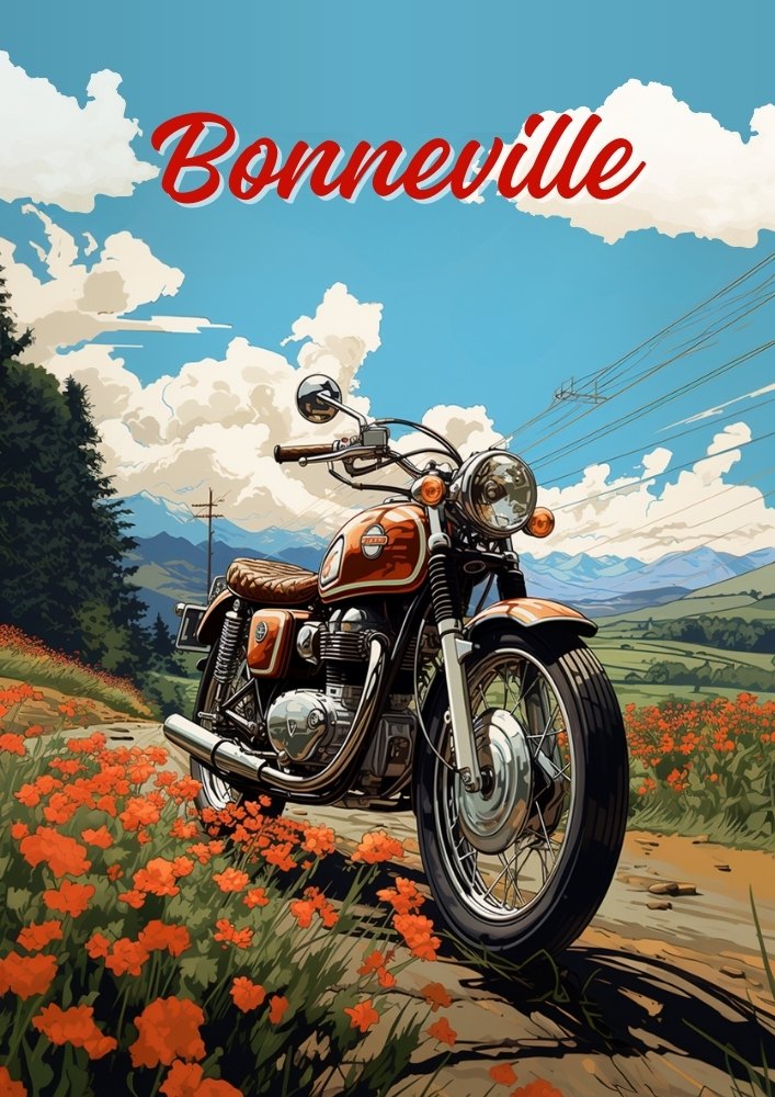 Triumph Bonneville Poster – Classic British Motorcycle Wall Art ...