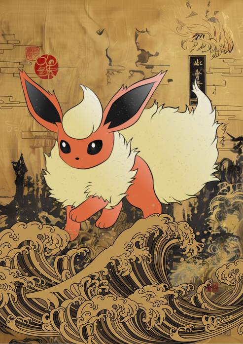 Flareon Pokemon Poster - Japanese Style Anime Fan Art – Brighton Posters