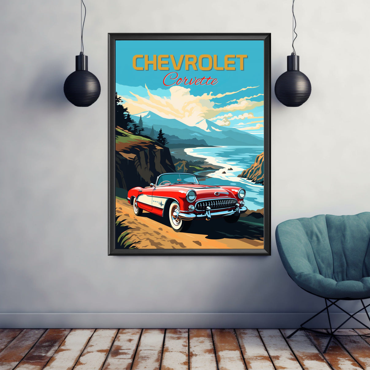 Chevrolet Corvette C1 Poster – Classic American Muscle Car Wall Art ...