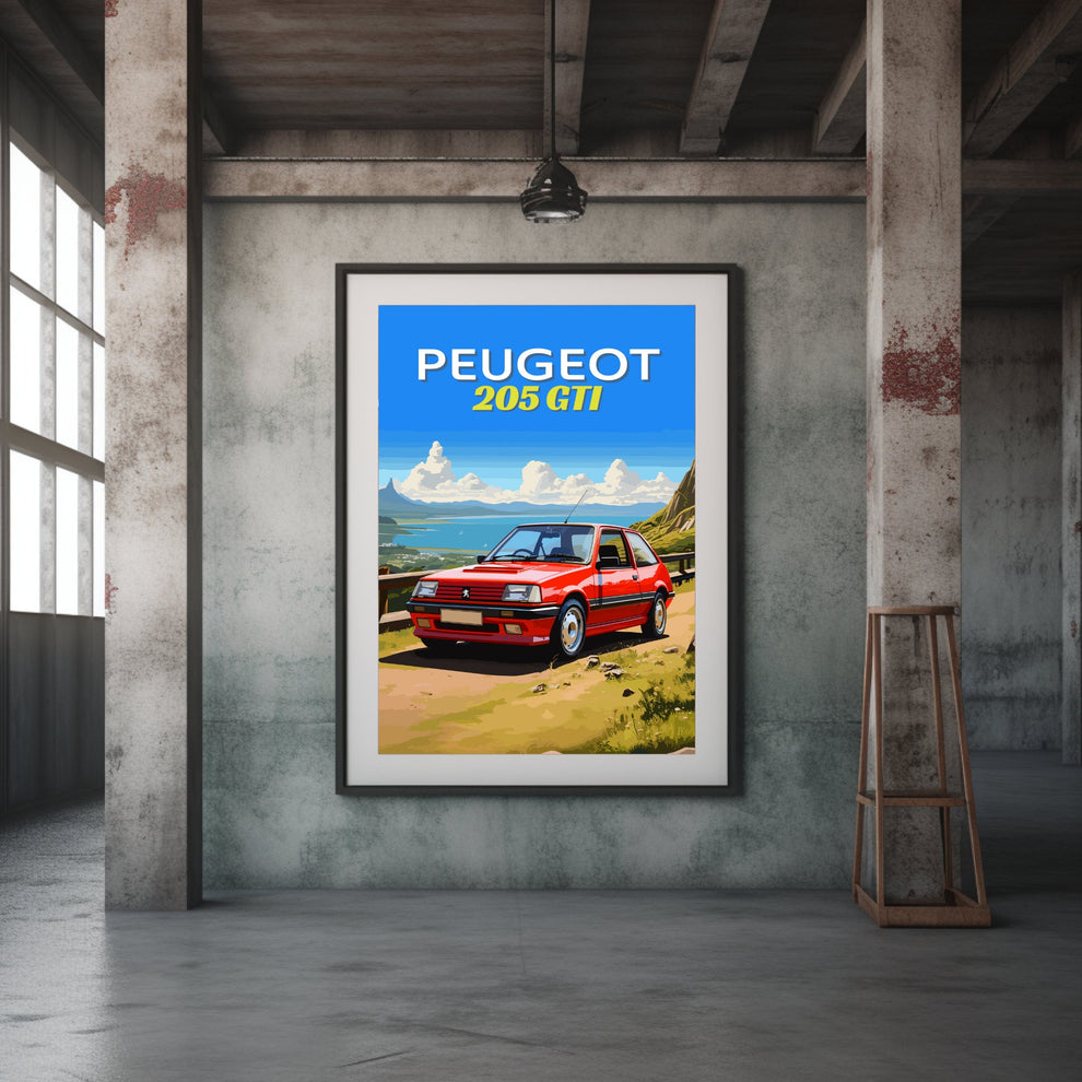1980s Peugeot 205 GTI Wall Art – Vintage French Hot Hatch Poster ...