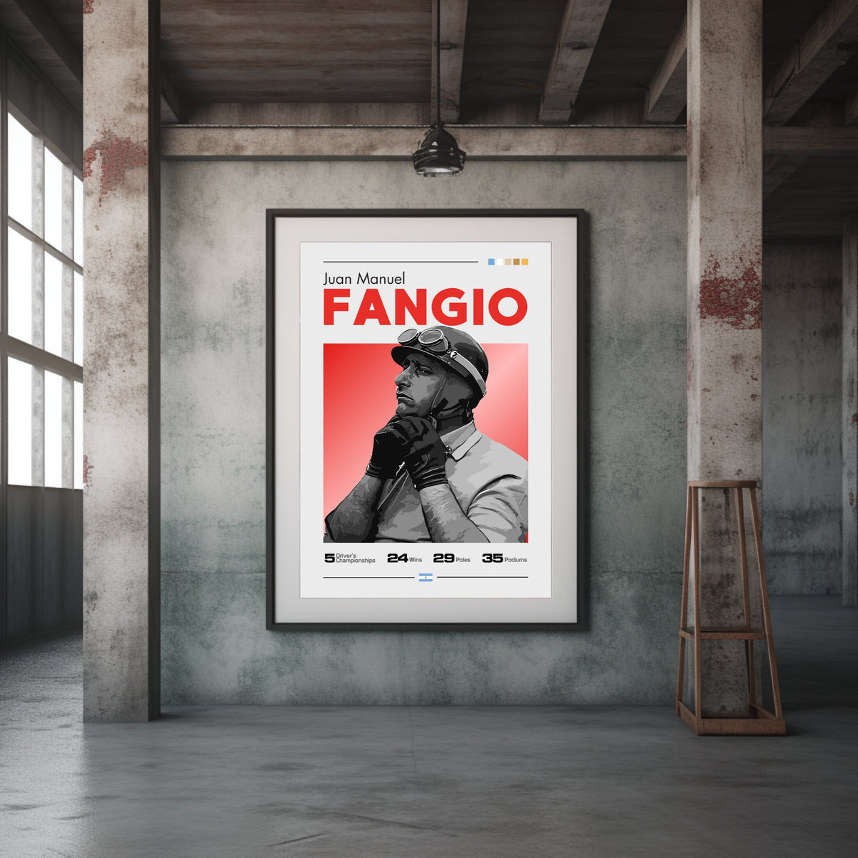 Juan Manuel Fangio F1 Poster – Five-Time World Champion Art – Brighton ...