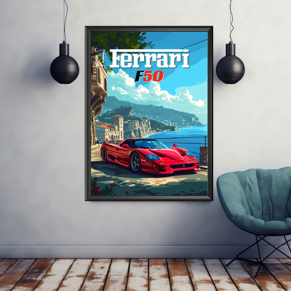 Ferrari F50 Poster – Classic Italian Supercar Wall Art – Brighton Posters