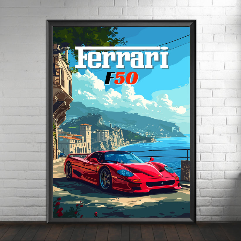 Ferrari F50 Poster – Classic Italian Supercar Wall Art – Brighton Posters