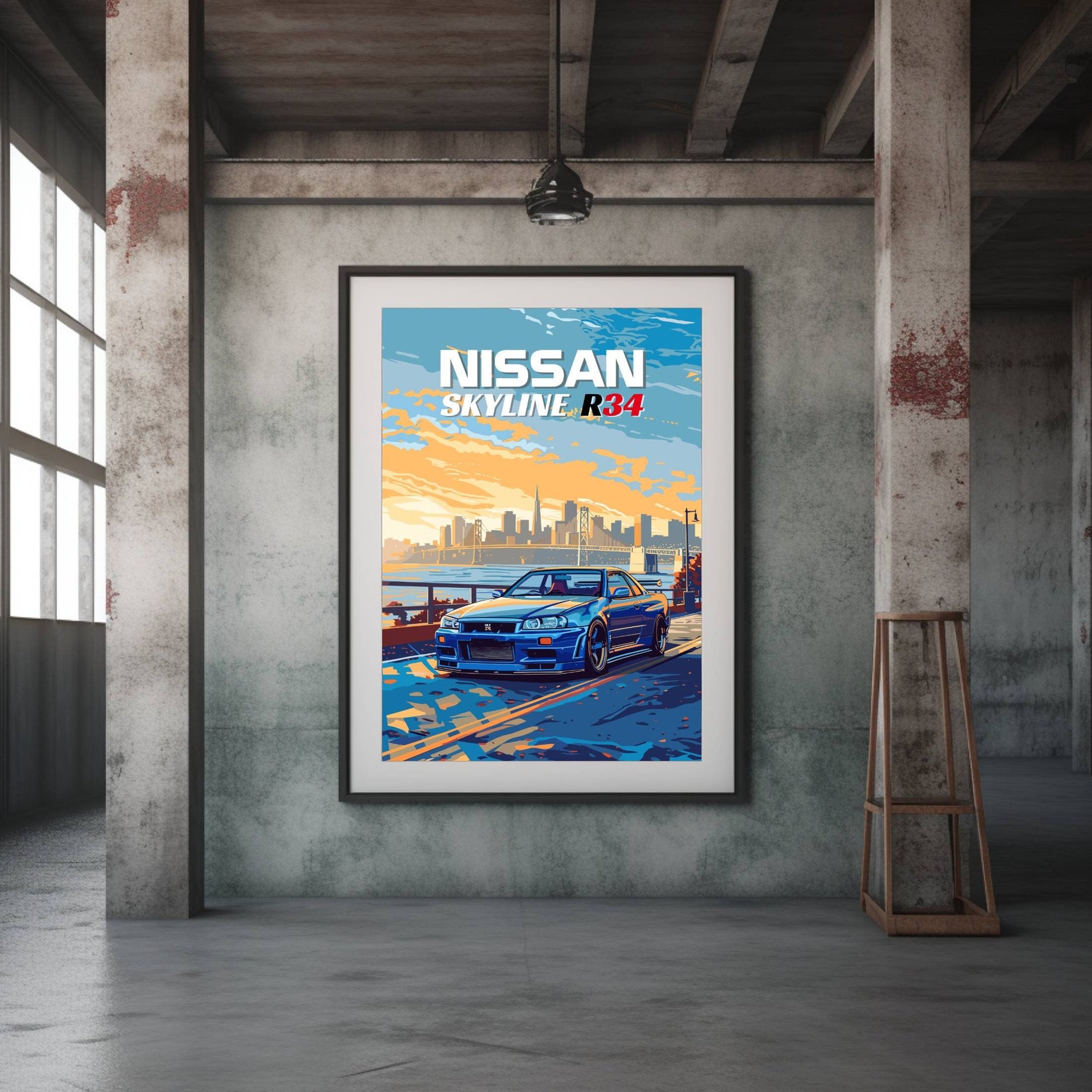 Nissan Skyline R34 GT-R Poster – 1990s JDM Sports Car Wall Art ...