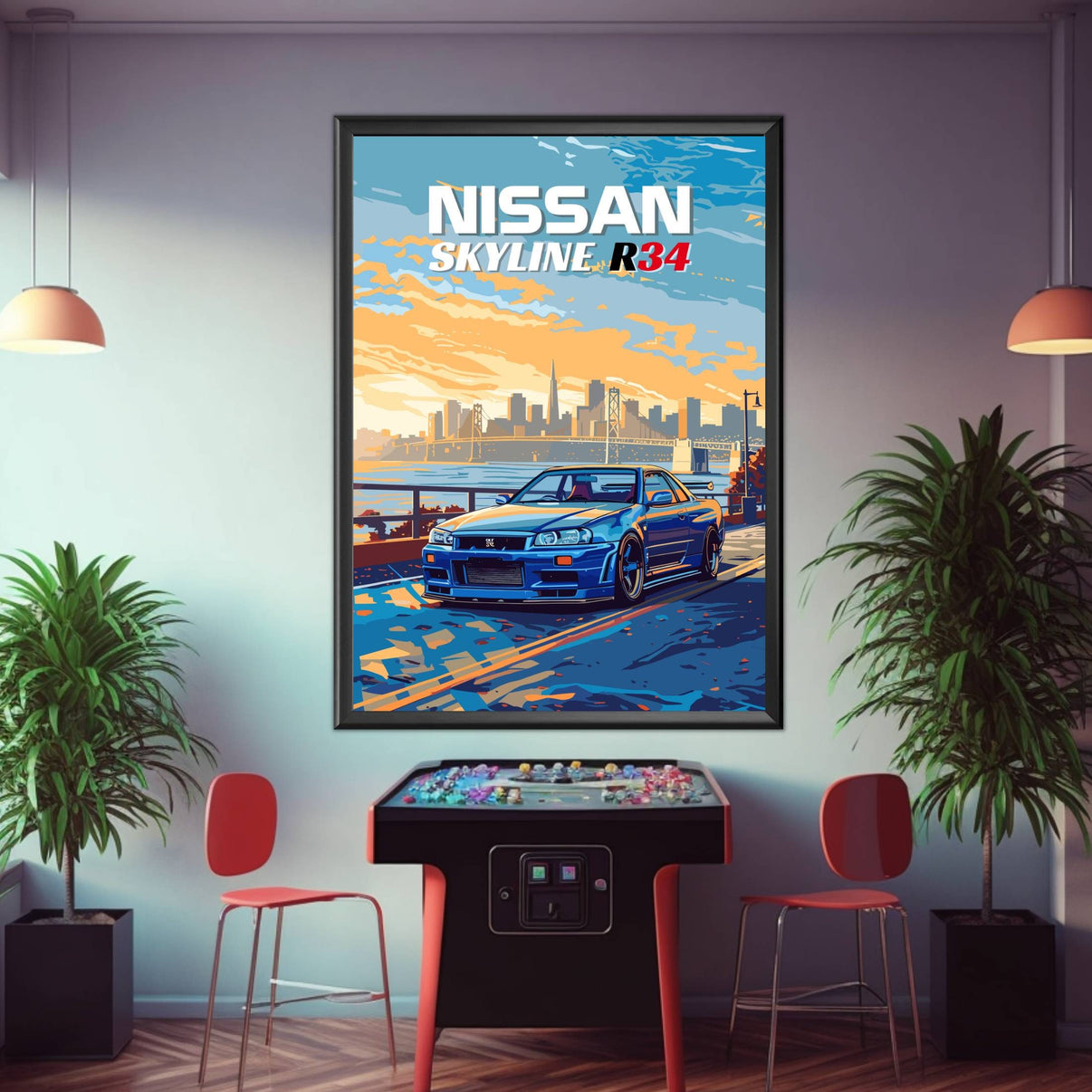 Nissan Skyline R34 GT-R Poster – 1990s JDM Sports Car Wall Art ...