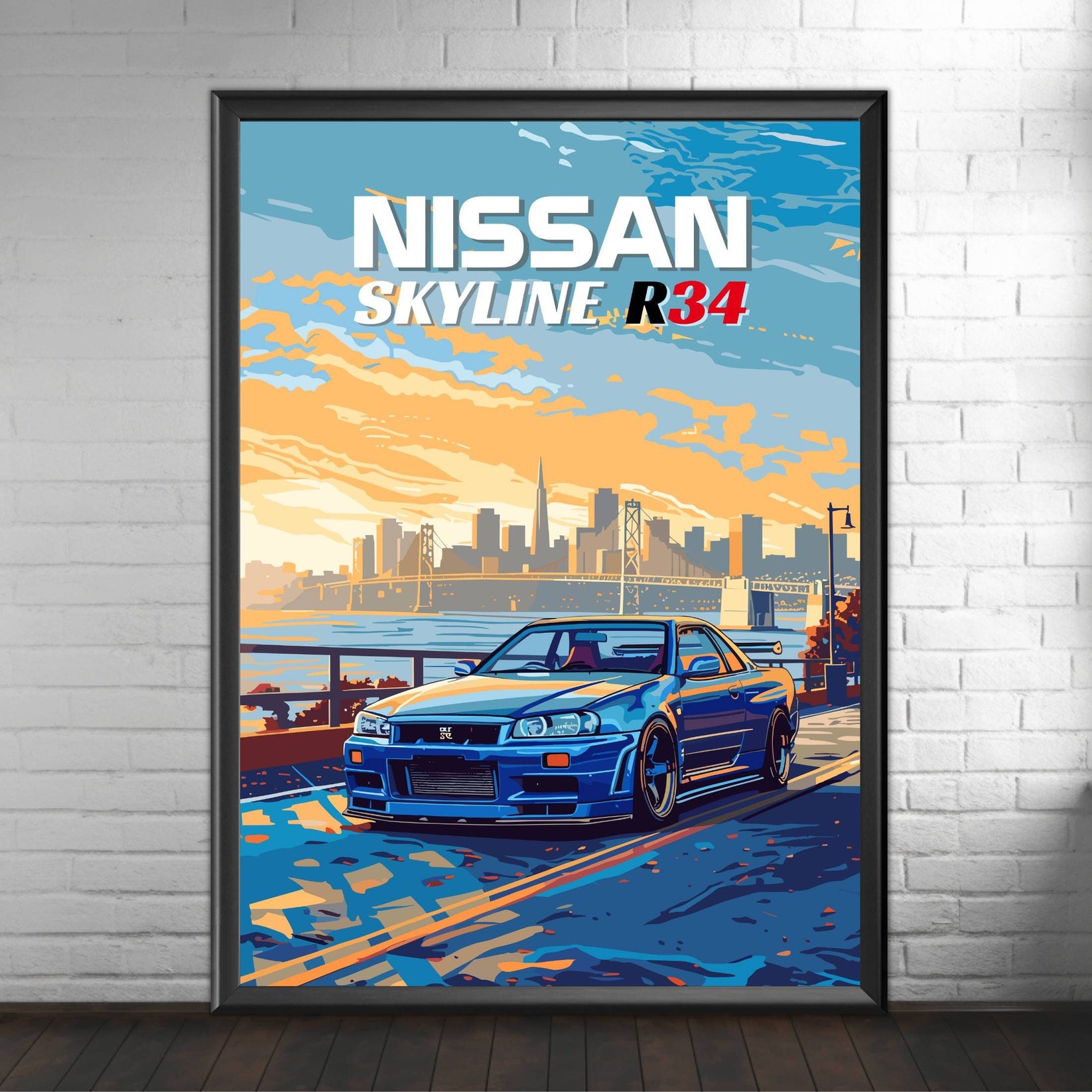 Nissan Skyline R34 GT-R Poster – 1990s JDM Sports Car Wall Art ...