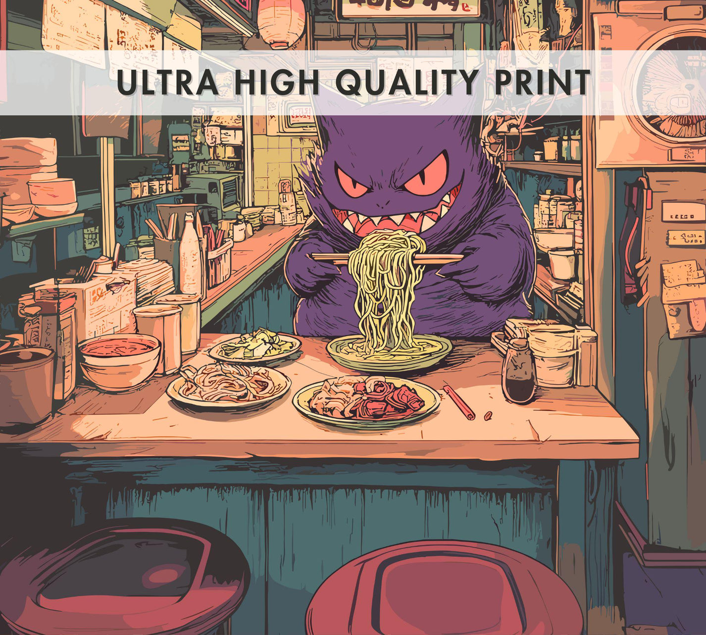 Gengar Ramen Japanese Pokémon Style Poster – Brighton Posters