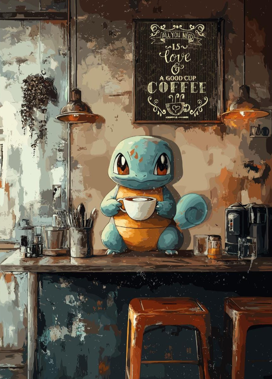 Squirtle Cafe Poster - Pokemon Fan Art – Brighton Posters