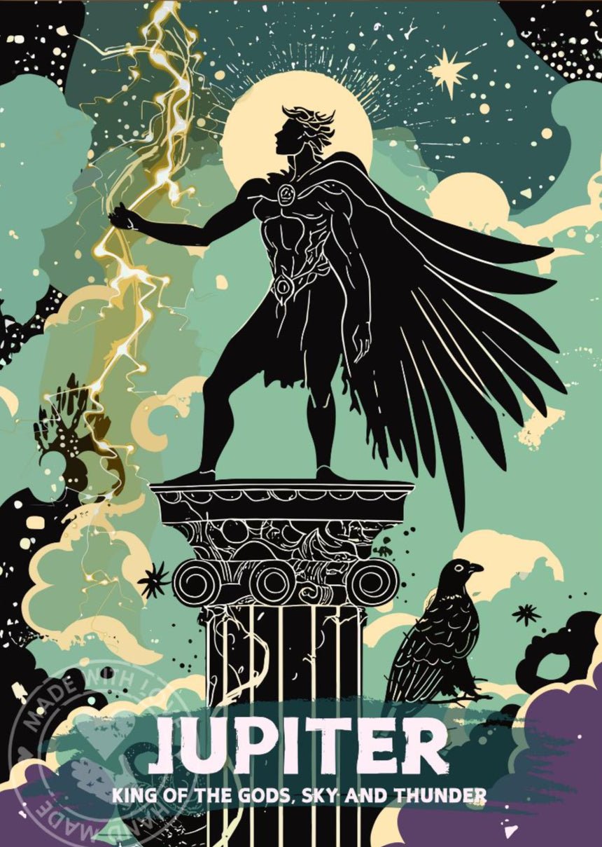 Jupiter Roman God Poster – Silhouette Mythology Art of the Sky and ...