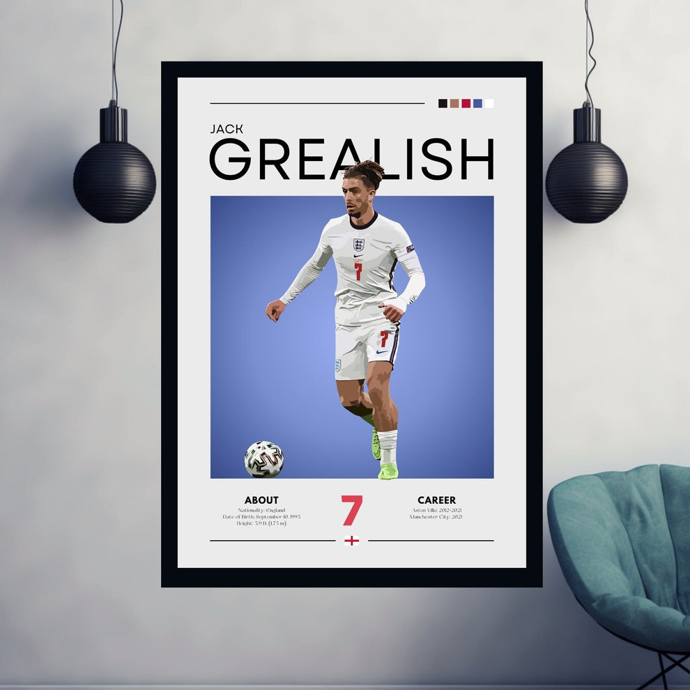 Jack Grealish Poster – England Star Print – Brighton Posters