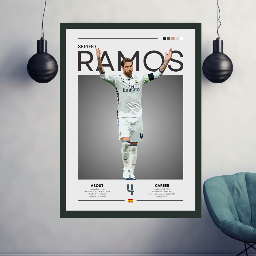 Sergio Ramos Print – Legendary Football Wall Art for Fans – Brighton ...