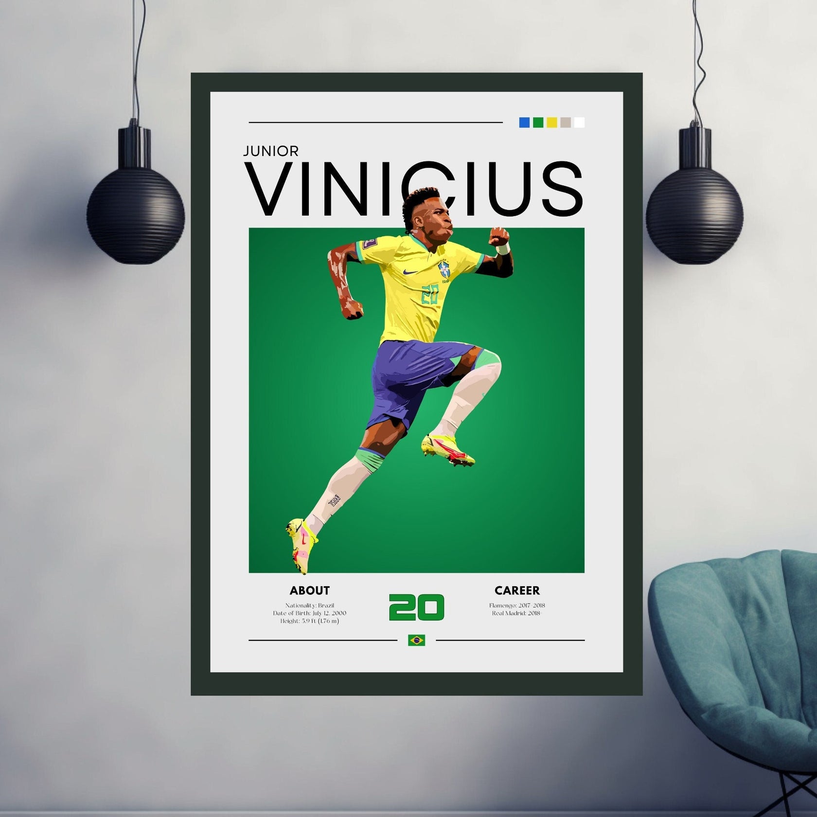 Vinícius Jr Poster - Dynamic Brazilian Winger Print – Brighton Posters