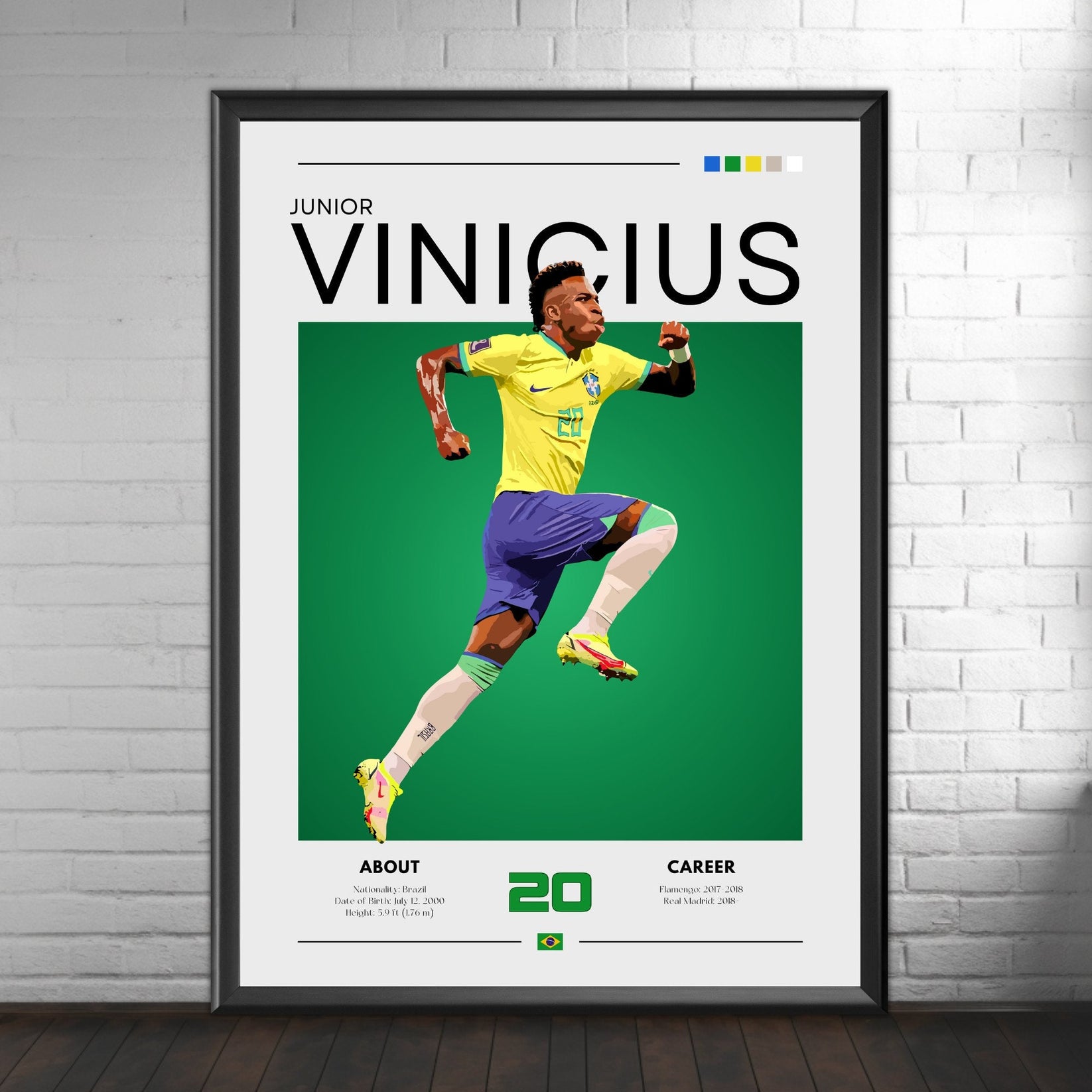 Vinícius Jr Poster - Dynamic Brazilian Winger Print – Brighton Posters
