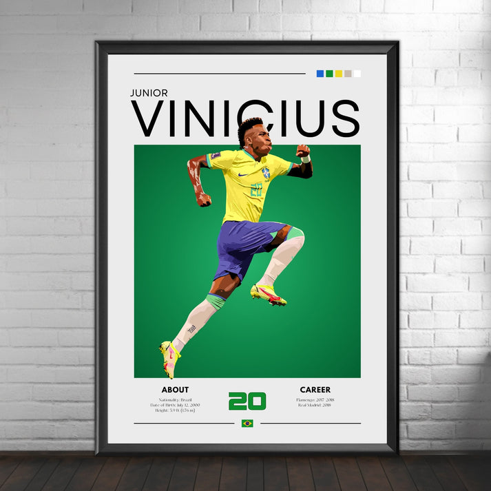 Vinícius Jr Poster - Dynamic Brazilian Winger Print – Brighton Posters