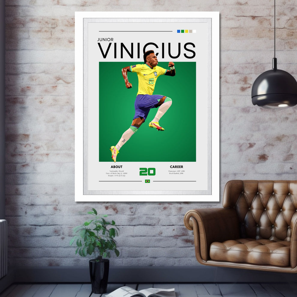 Vinícius Jr Poster - Dynamic Brazilian Winger Print – Brighton Posters
